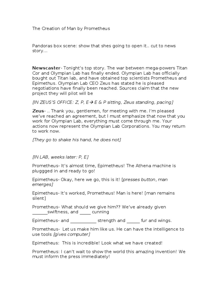 The Creation of Man by Prometheus | PDF | Prometheus