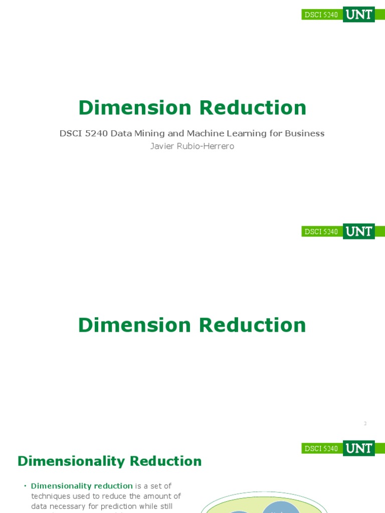 Dimension Reduction: DSCI 5240 Data Mining and Machine Learning For Business | PDF | Principal ...