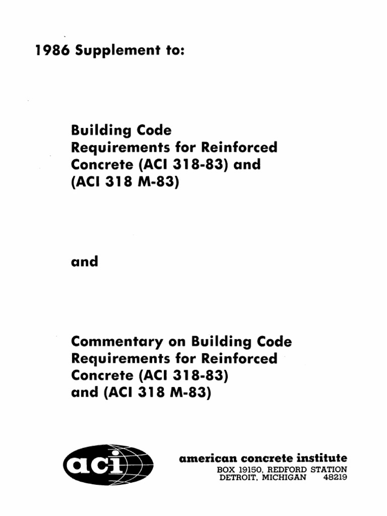 1986 Supplement To:: American Concrete Institute | PDF | Prestressed ...