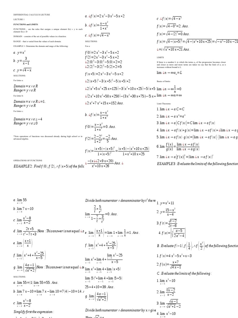 Functions and Limits | PDF | Function (Mathematics) | Mathematics