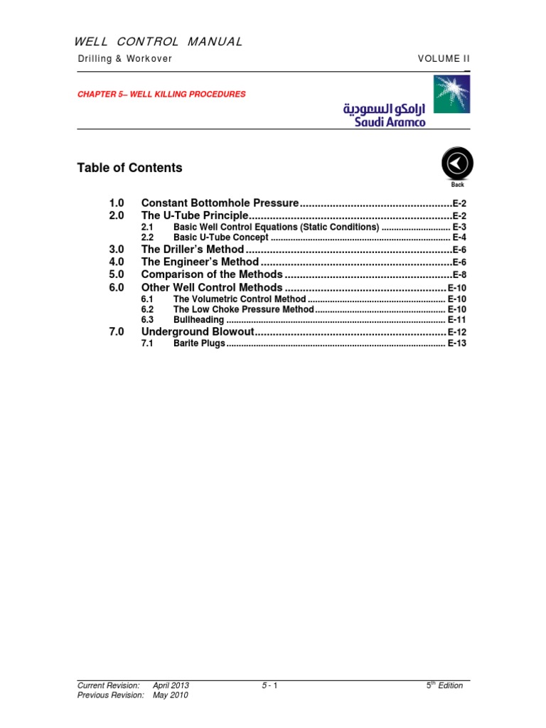 Well Control Manual: Chapter 5 - Well Killing Procedures | PDF | Casing ...