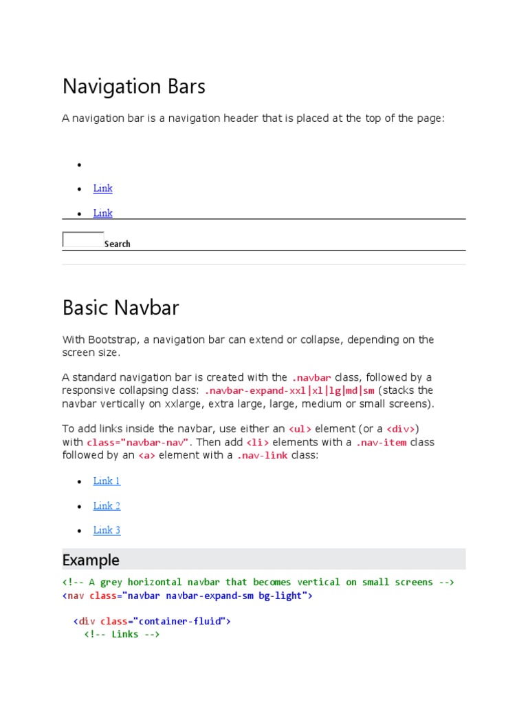 Navigation Bars: Example | PDF | Computing | Software