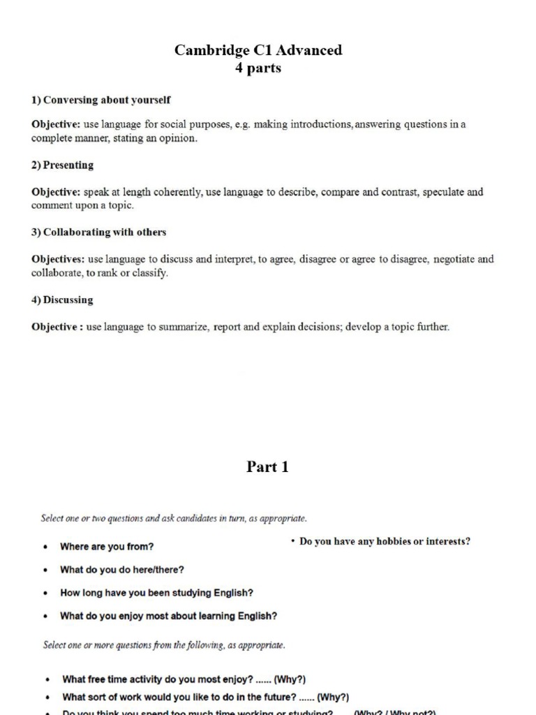 C1 Cambridge Exam Picture Descriptions | PDF