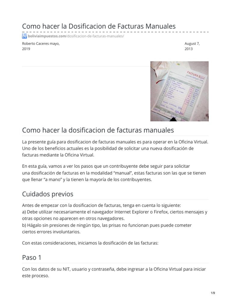 Guía para Dosificación de Facturas Manuales | PDF | Contraseña | Edad ...