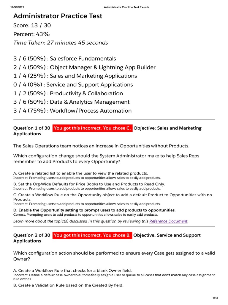 Administrator Practice Test Results | PDF | Authentication | Analytics