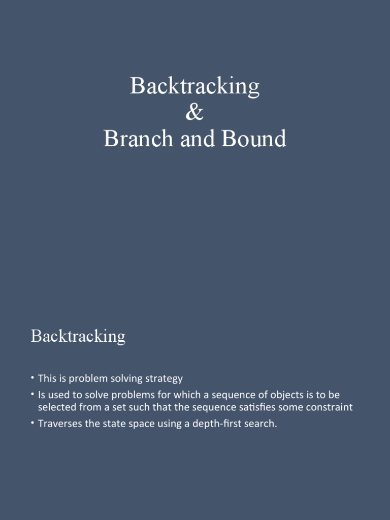 Backtracking And Branch And Bound Pdf Discrete Mathematics Mathematical Logic 