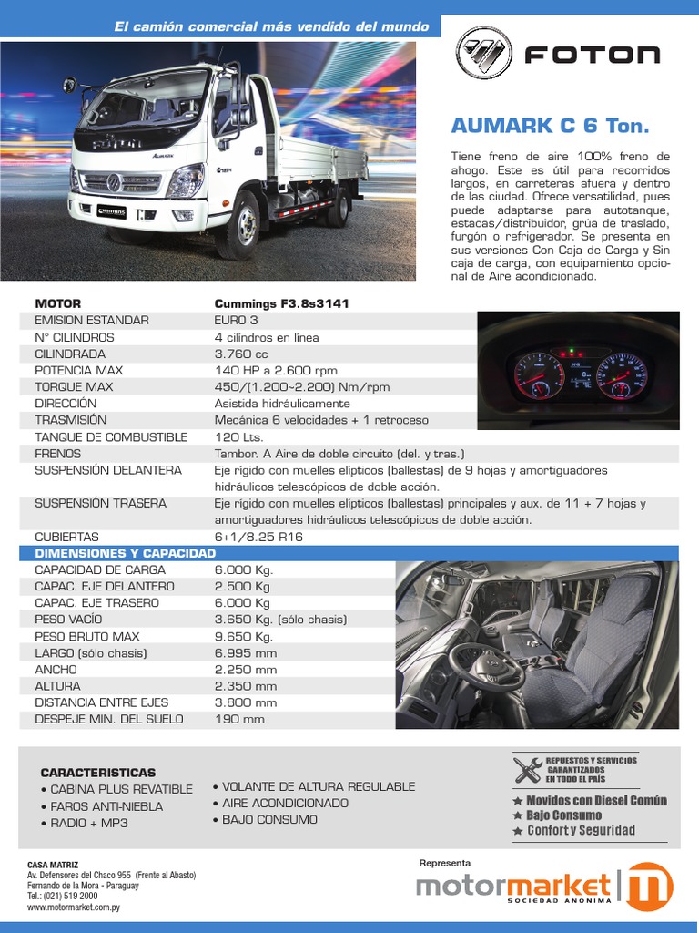 Ficha Foton 6t | PDF | Eje | Camión