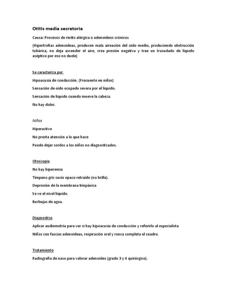 Otitis Media Secretoria | PDF | Especialidades Medicas | Medicina CLINICA