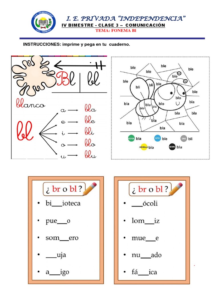 CLASE 3 - FONEMA BL - BL | PDF