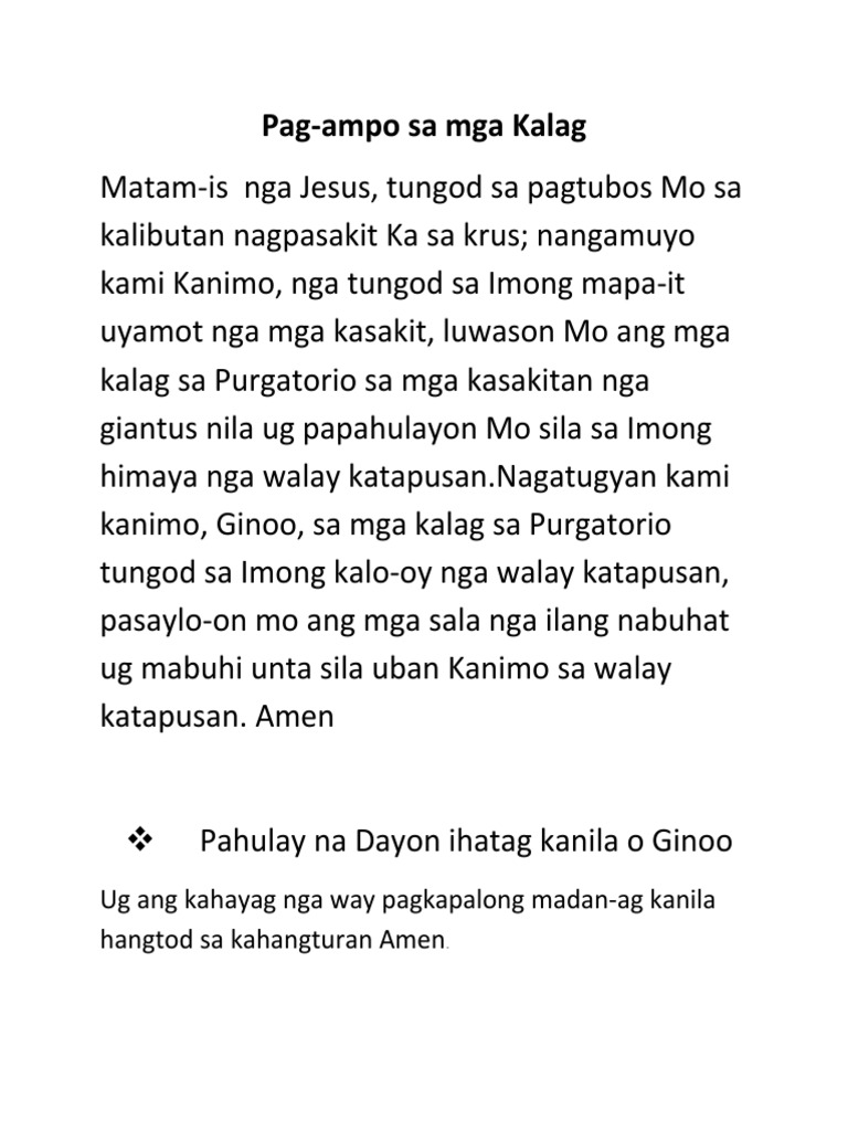 Pag Ampo Sa Mga Kalag | PDF