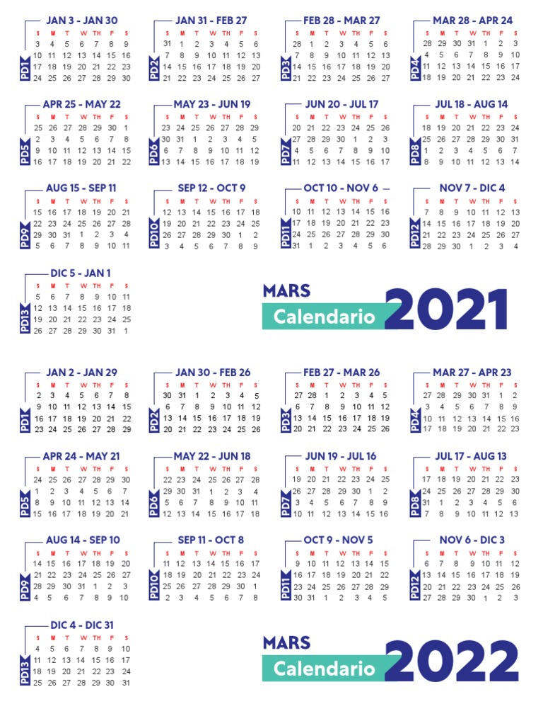 Calendario Mars 2021 - 2022 | PDF