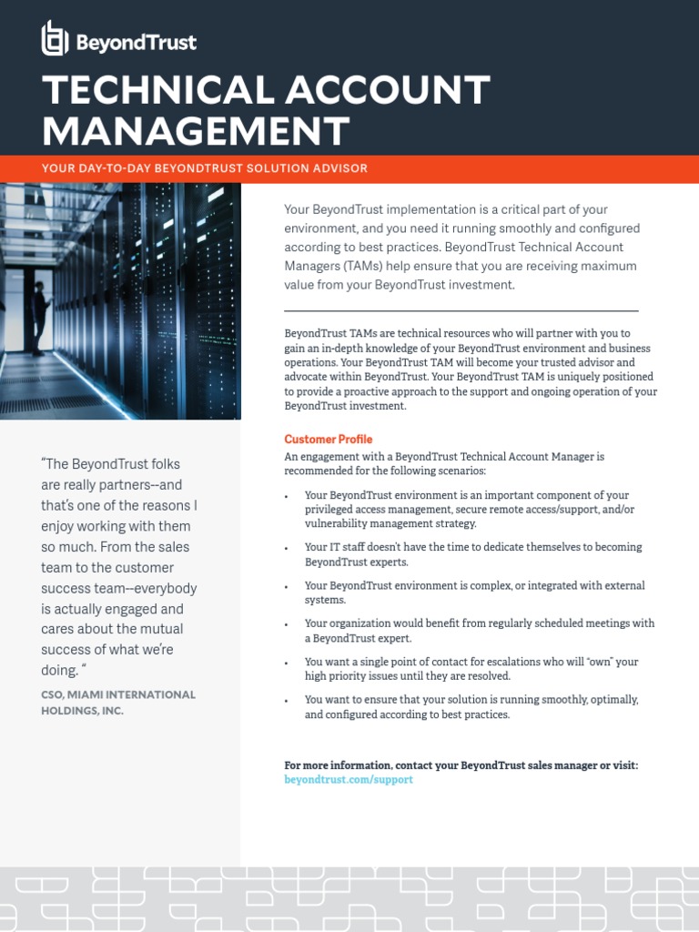 Technical Account Management: Your Day-To-Day Beyondtrust Solution Advisor | PDF | Software ...
