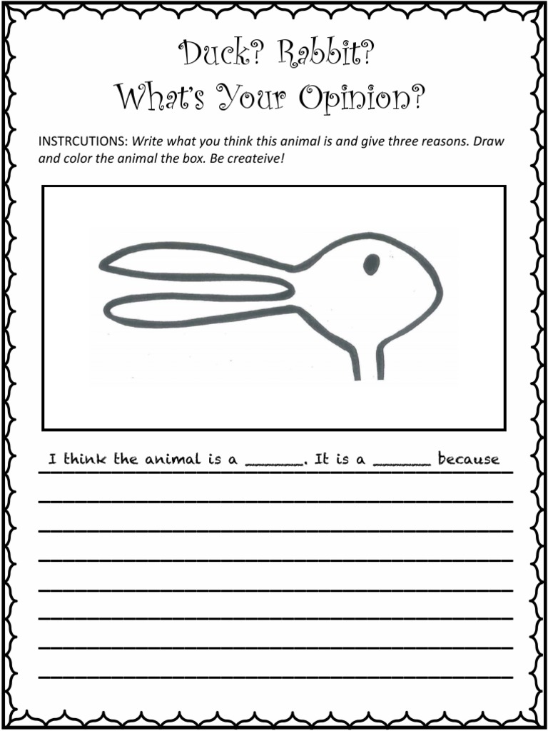 Duck or Rabbit Opinion Worksheet | PDF
