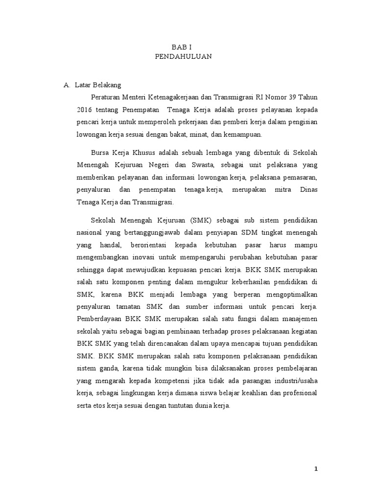 PROGRAM BKK SMK N 1 SOLOK Revisi | PDF