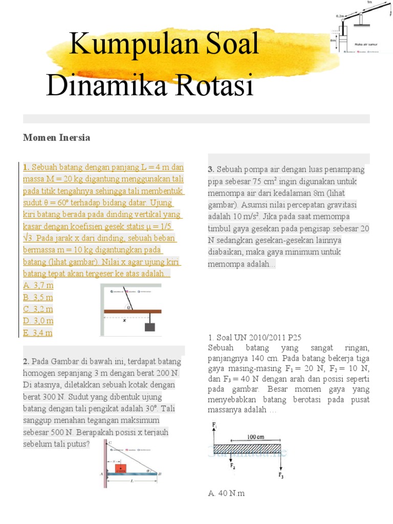 Kumpulan Soal Dinamika Rotasi | PDF