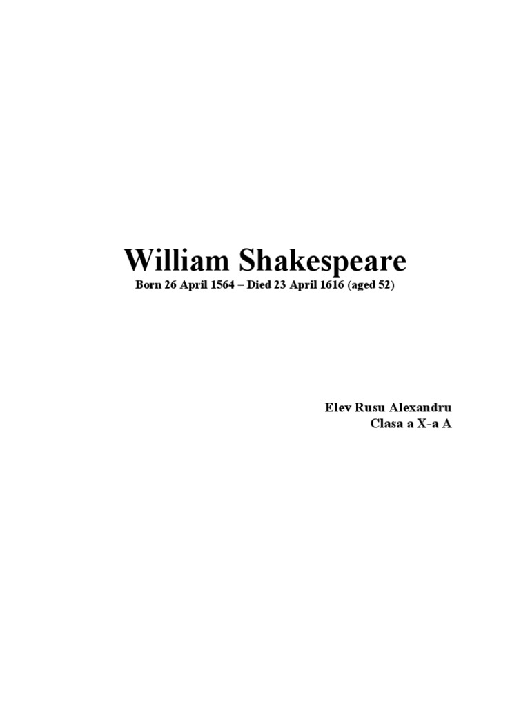 William Shakespeare - The Bard of Avon | PDF | William Shakespeare ...