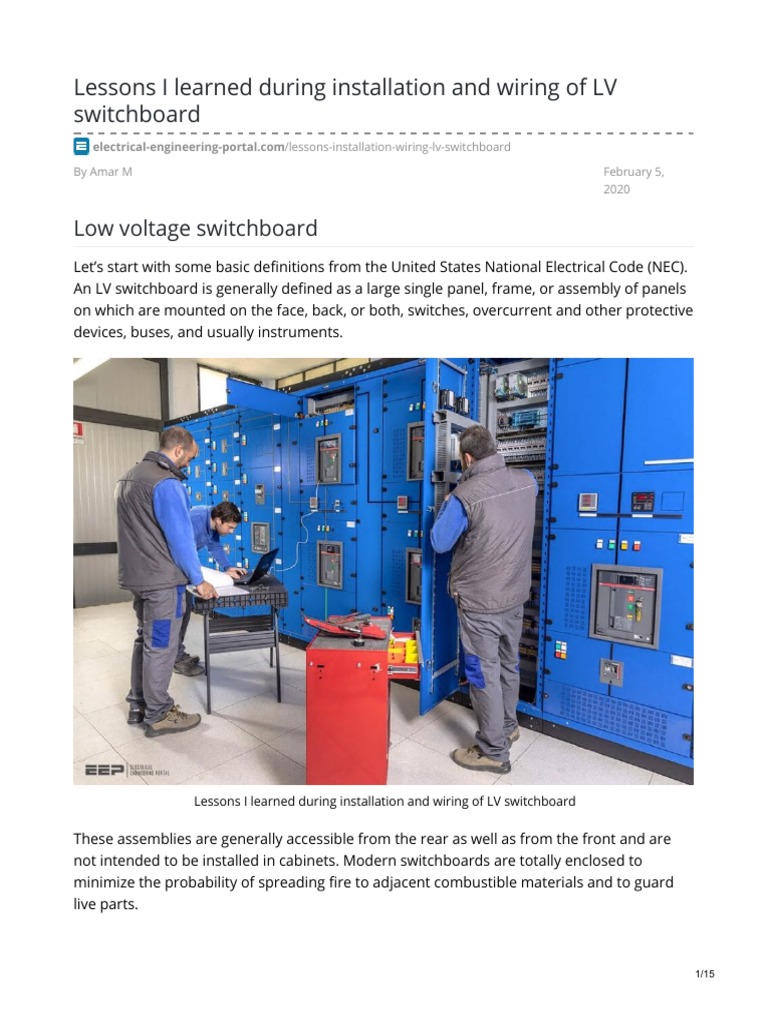 Lessons I Learned During Installation and Wiring of LV Switchboard ...