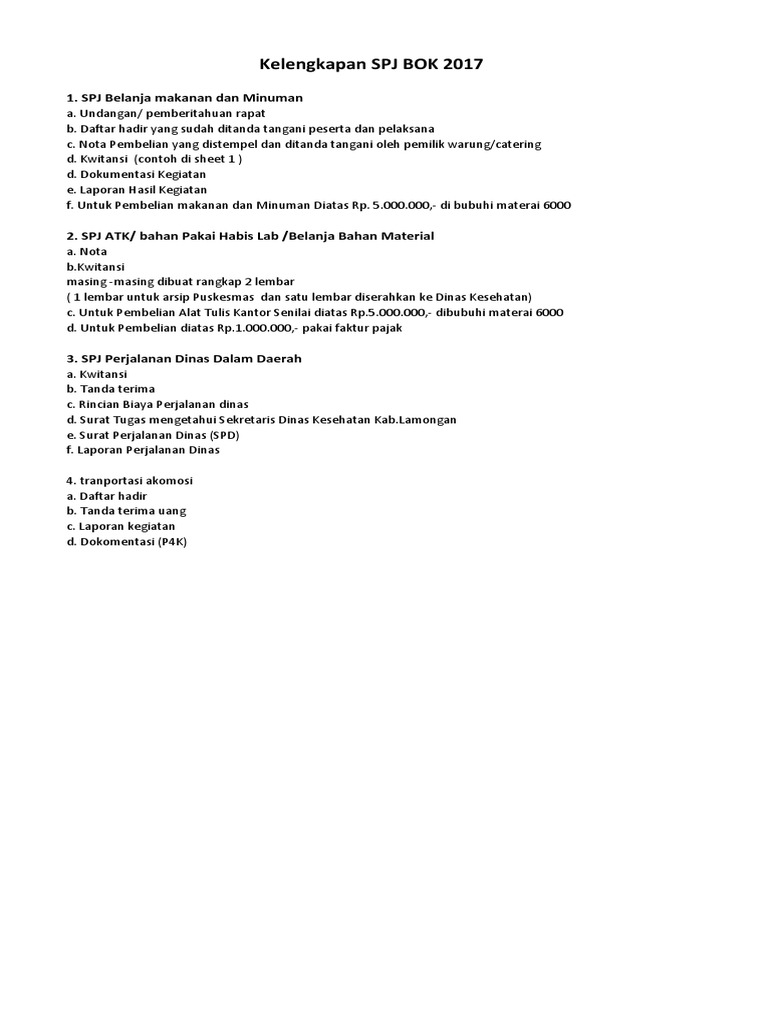 Contoh SPJ BOK 2017 | PDF