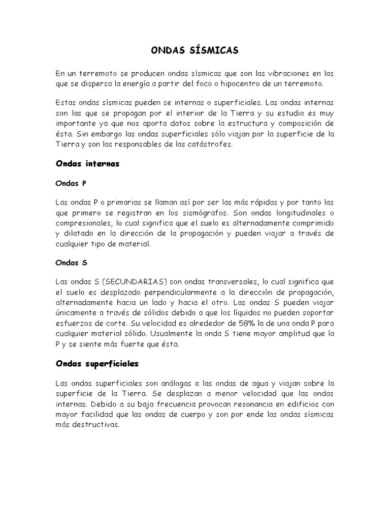 Tipos de Ondas Sísmicas y su Impacto | PDF | Ciencias sociales