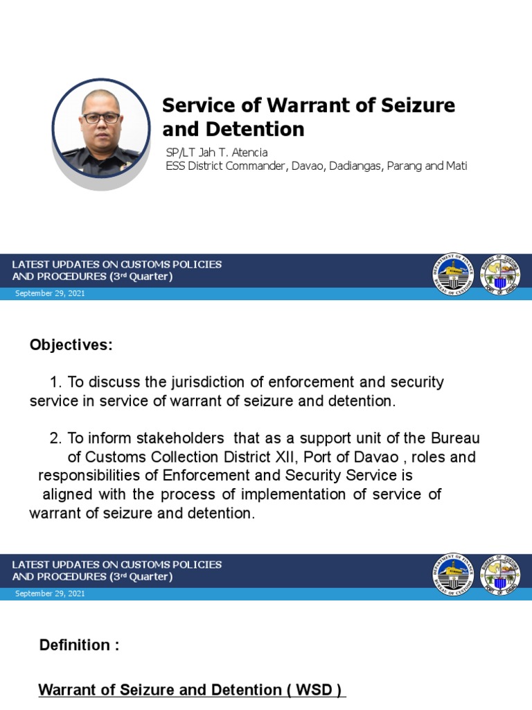 Service of Warrant of Seizure and Detention | PDF | Customs | Asset ...