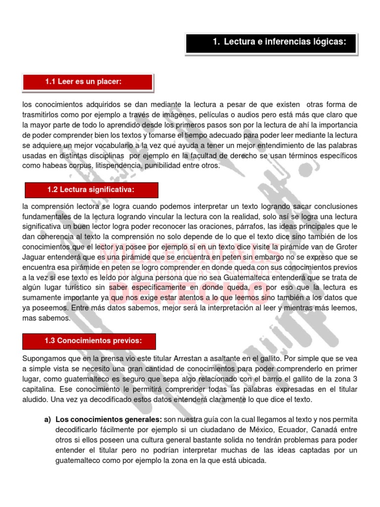 UNIDAD No.1 Lectura e Inferencias Logicas | PDF | Razón | Comprensión ...