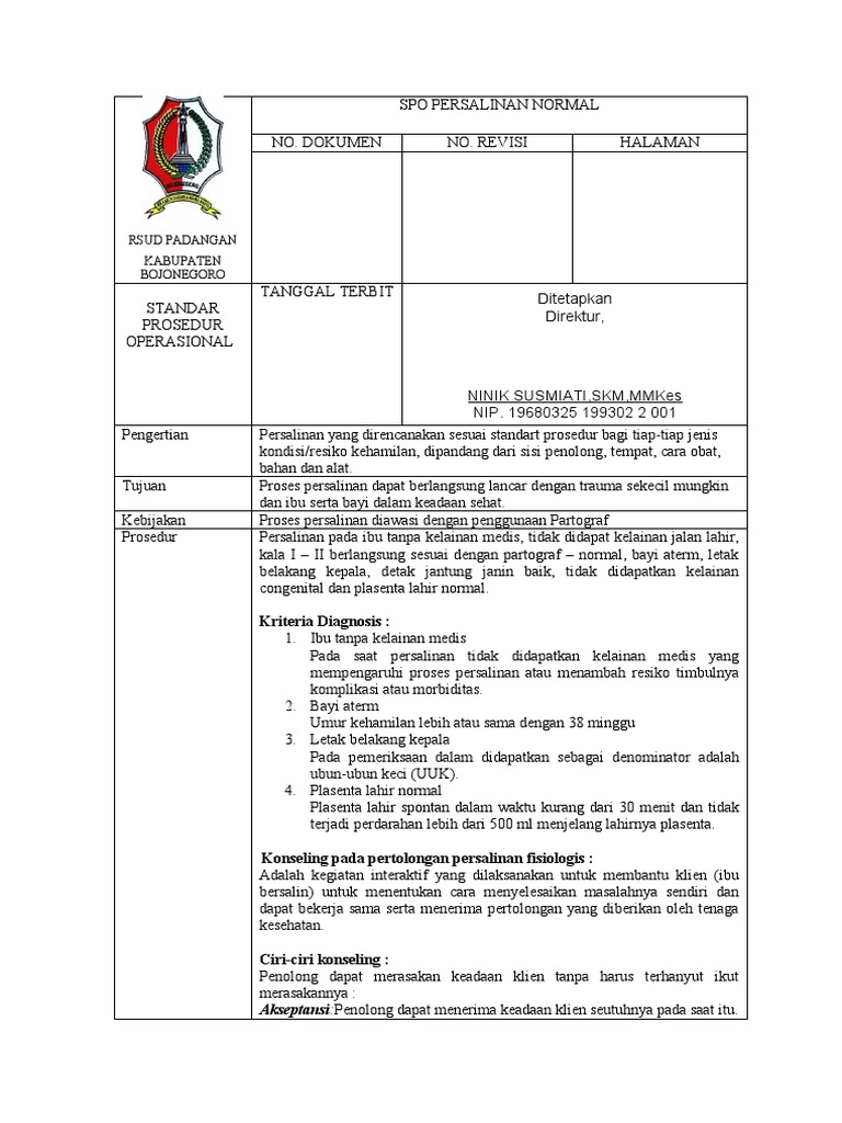 Spo Persalinan Normal 1 | PDF