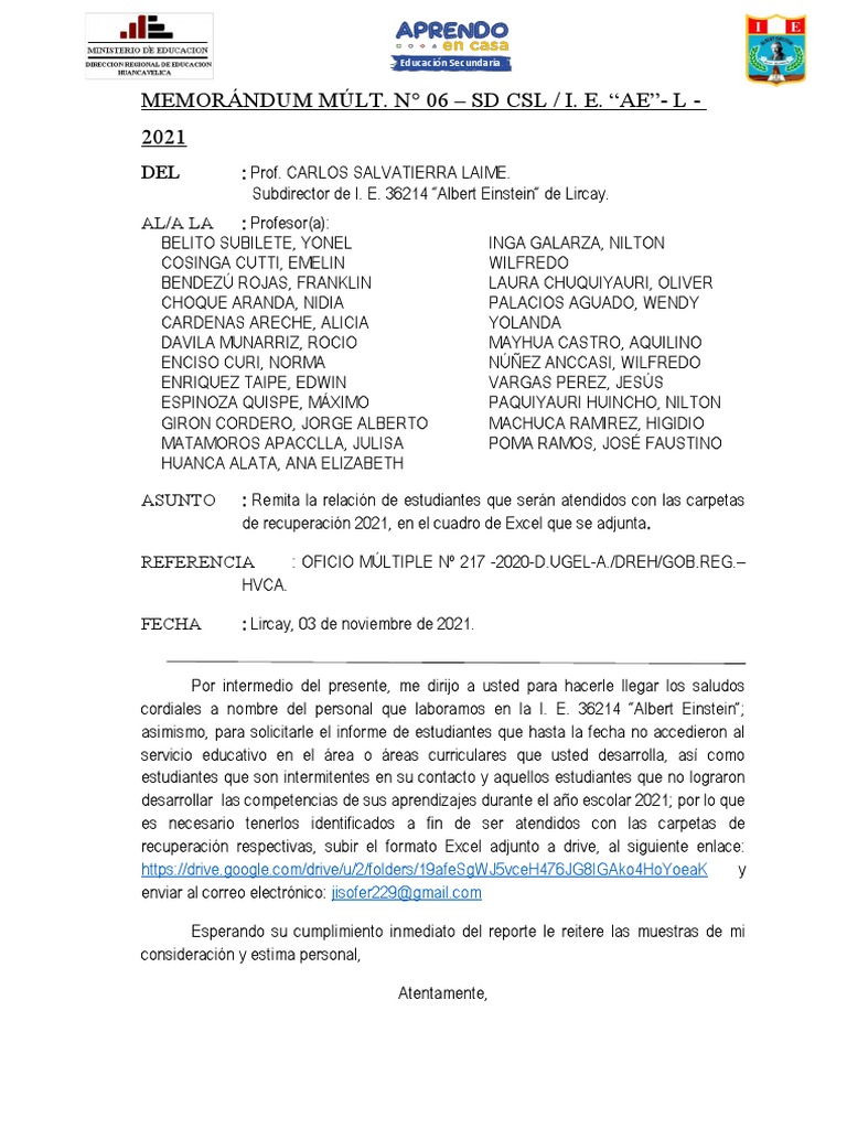 Memorándum Mult N 06 | PDF