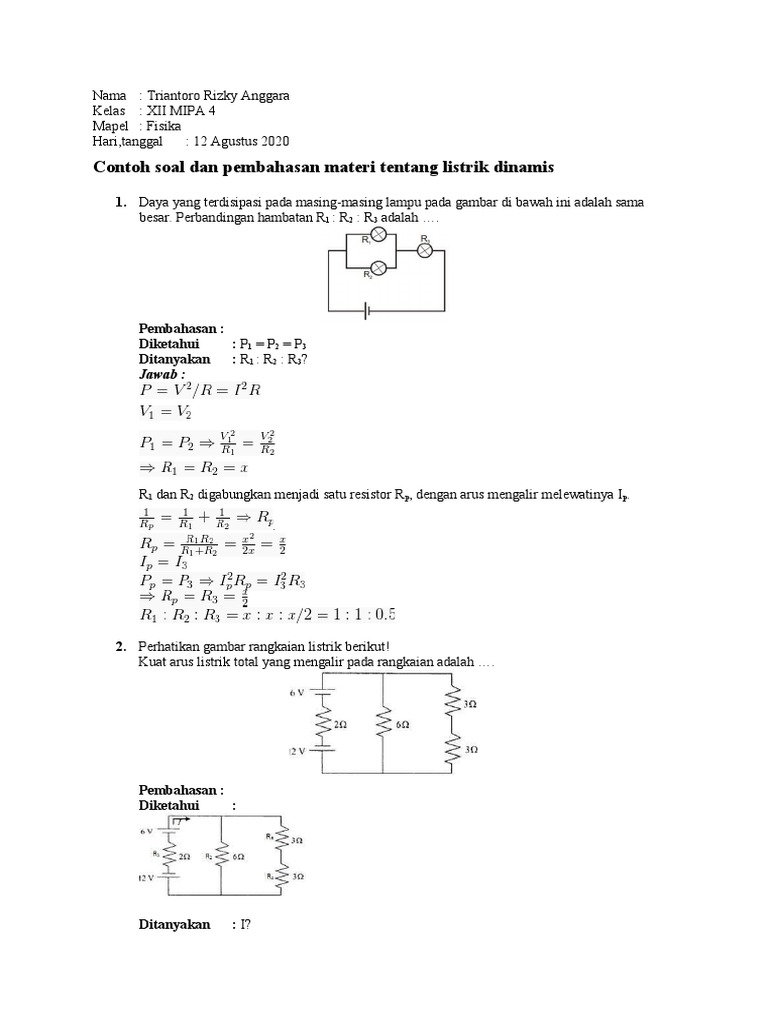 Soal Dan Pembahasan Listrik Dinamis | PDF