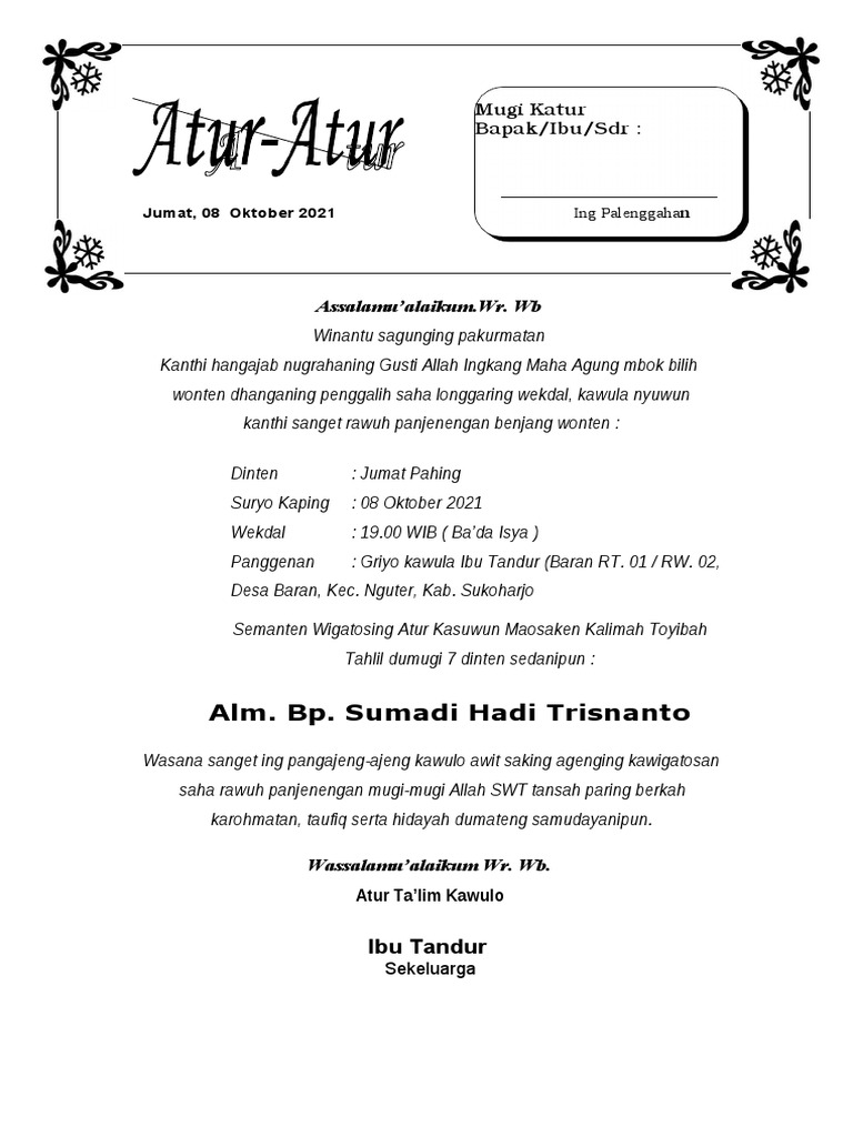 Atur-Atur Tahlil | PDF