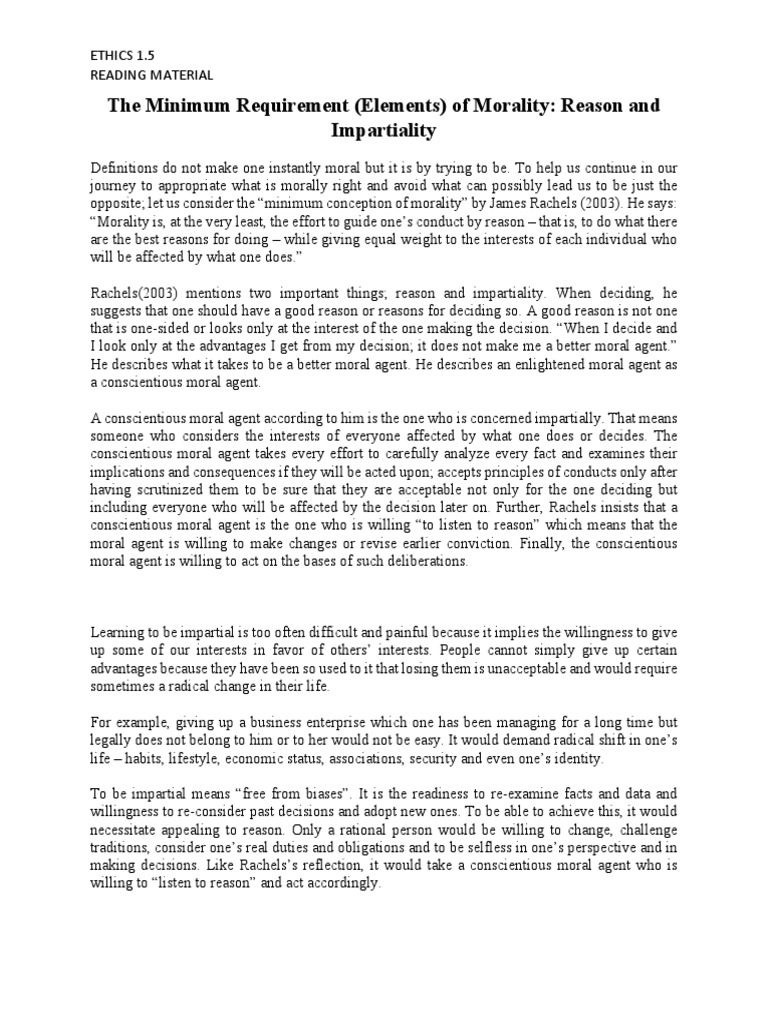 The Elements of Morality: Reason, Impartiality, and Developing ...