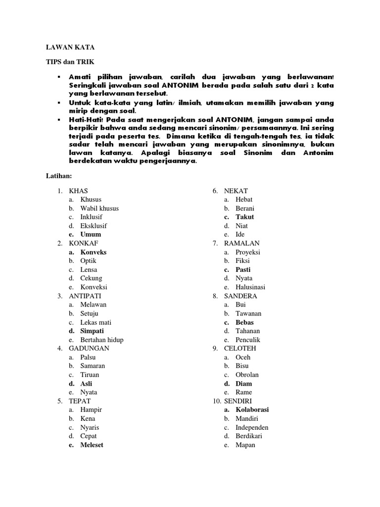 Rekap Lawan Kata | PDF