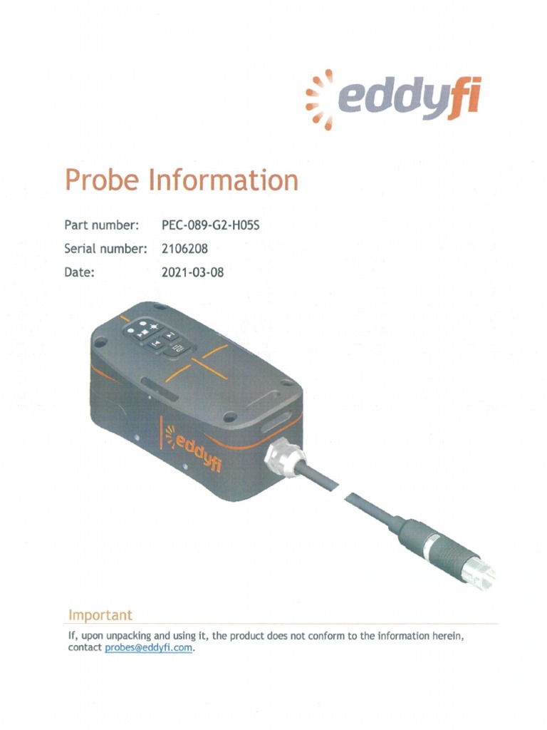 Probe Eddyfi (PEC-089-G2-H05S SN.2106208) | PDF