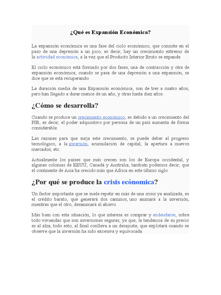 Definición de Expansión Económica | PDF | Finanzas y dinero | Política