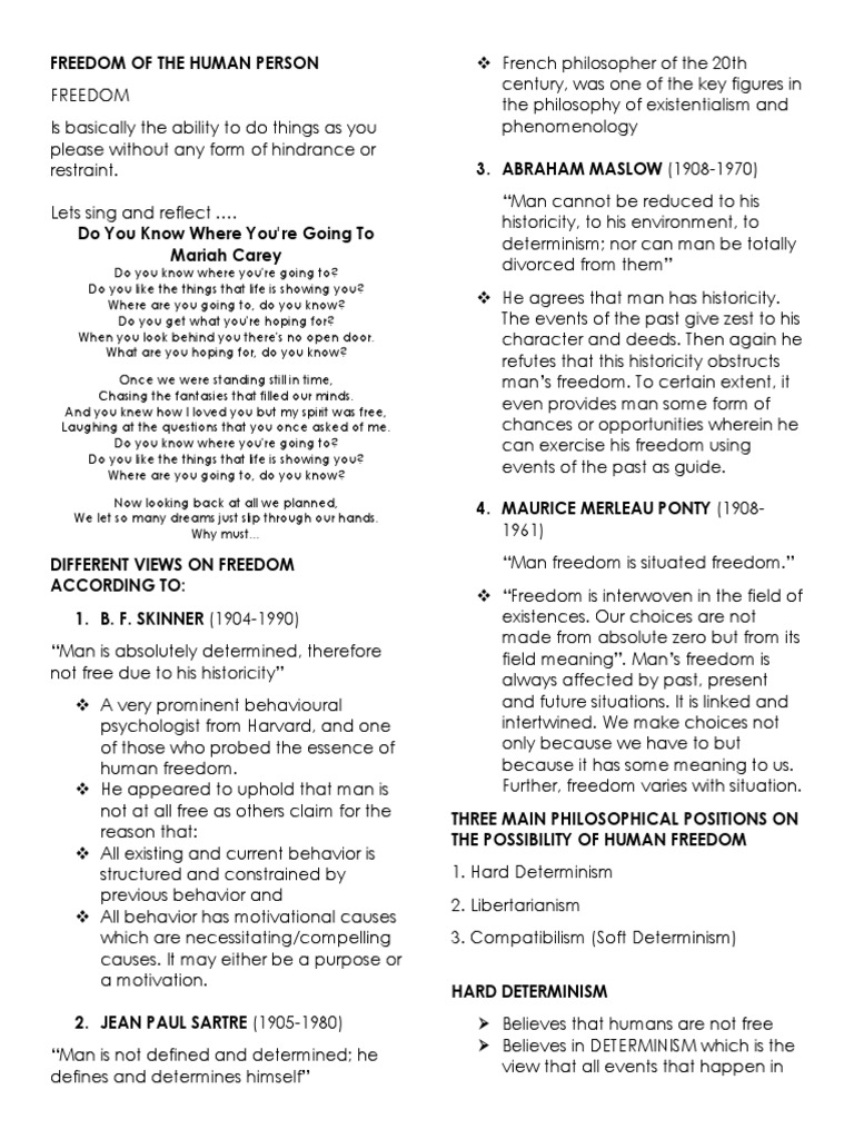 Understanding Human Freedom Concepts | PDF | Free Will | Determinism