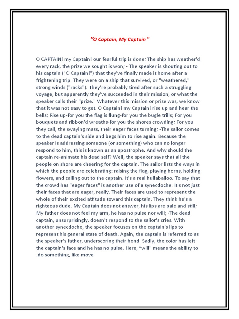 Analysis of "O Captain! My Captain!" | PDF