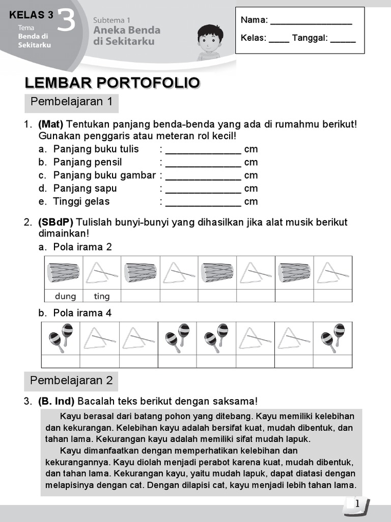 LEMBAR PORTOFOLIO BUPENA 3B Tema 3 Sub 1 | PDF