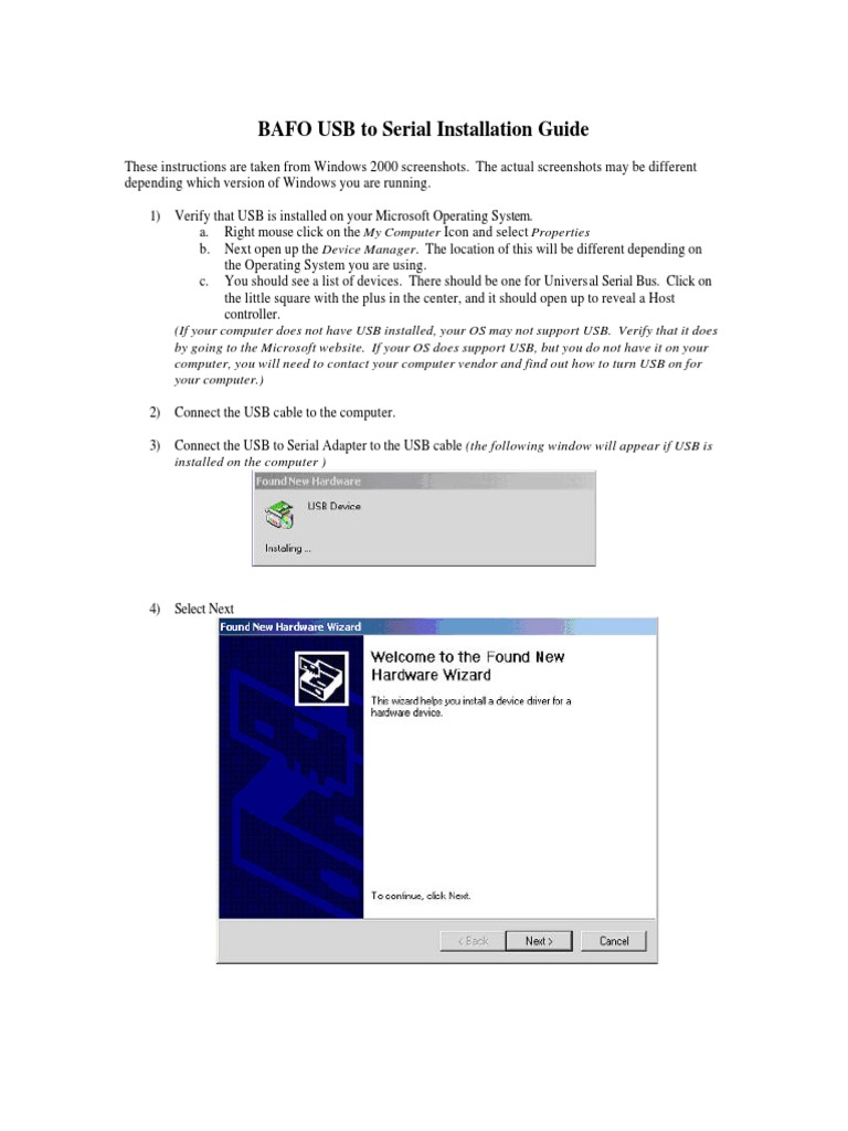 BAFO USB To Serial Installation Guide | PDF | Computers