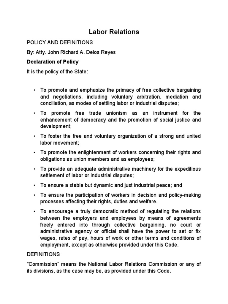 Labor Relations | PDF | Employment | Labor Relations