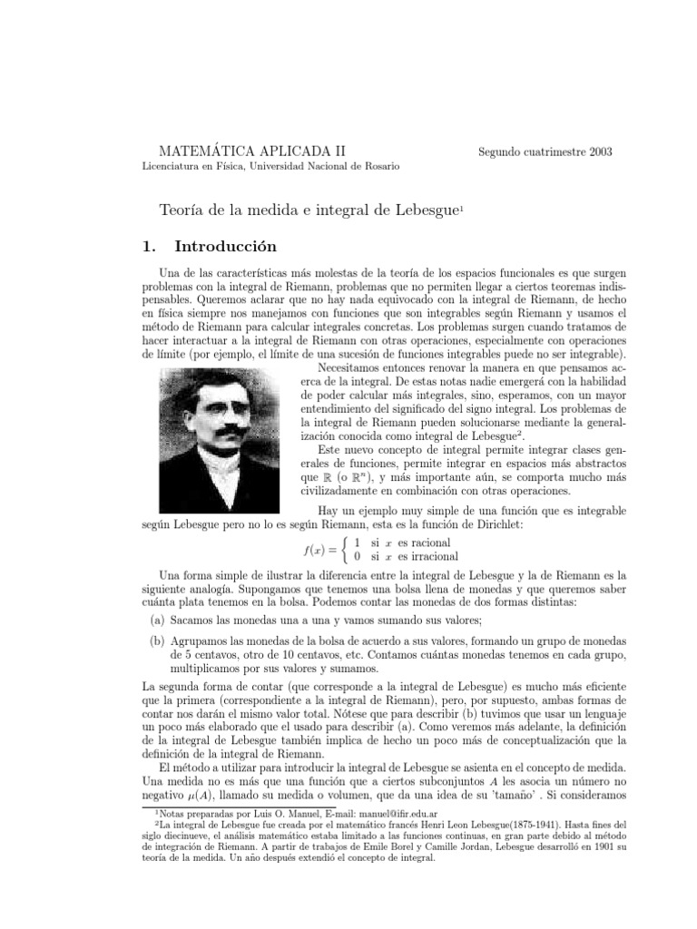 Teoría de la Integral de Lebesgue | PDF | Integración Lebesgue | Integral