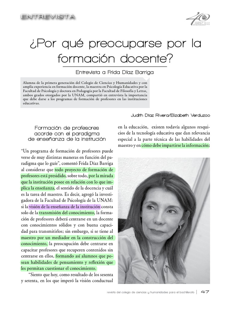 Formación Docente según Frida Díaz Barriga | PDF | Maestros | Sicología