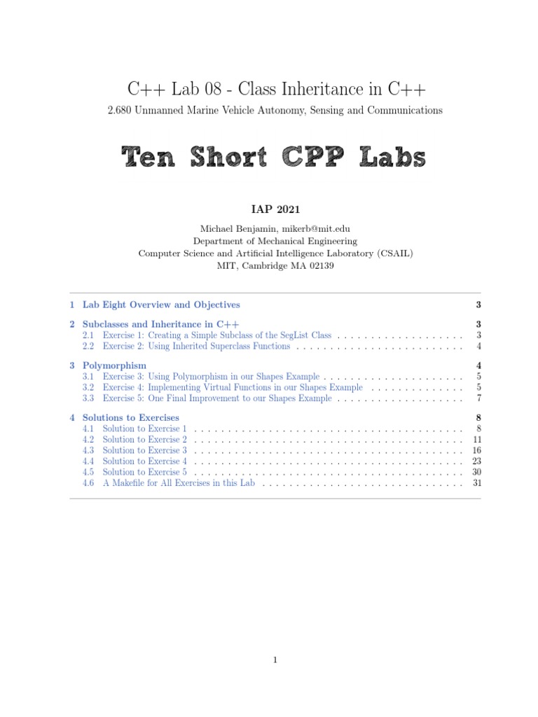 Lab Cpp 08 Inheritance Pdf Inheritance Object Oriented Programming 2340