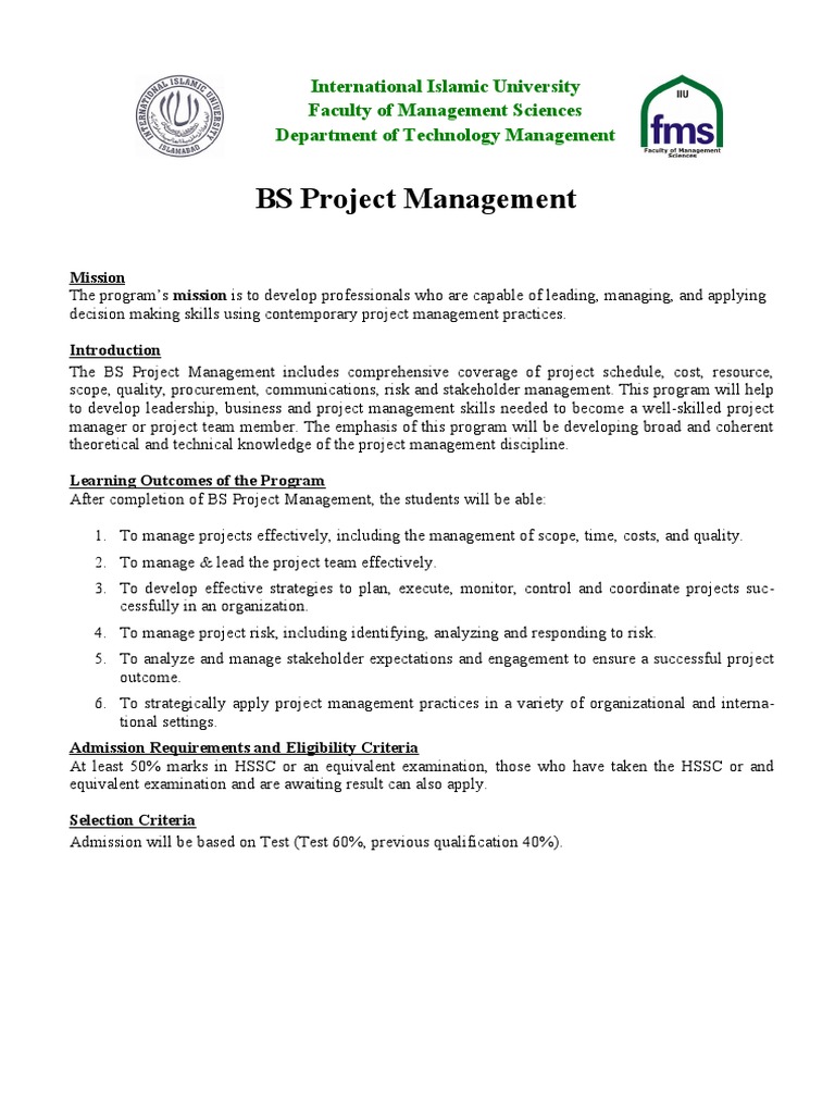 BS Project Management 18072021 | PDF | Project Management | University ...