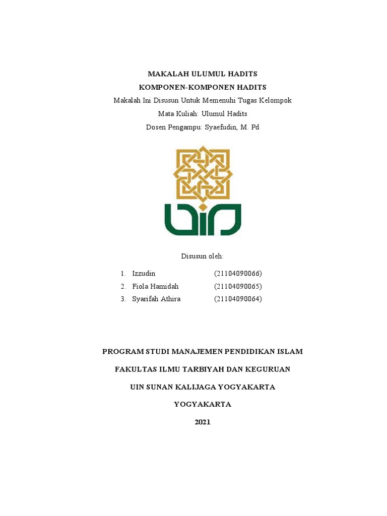 Komponen Utama Hadits dalam Ulumul Hadits | PDF