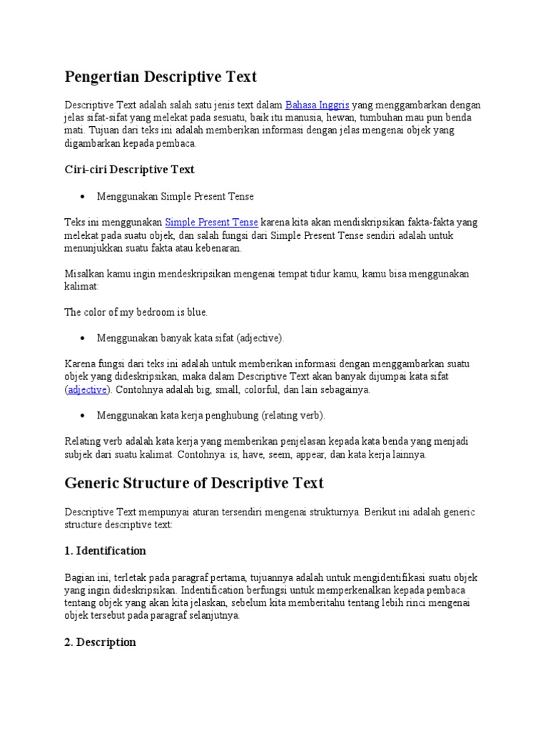 Pengertian Descriptive Text | PDF