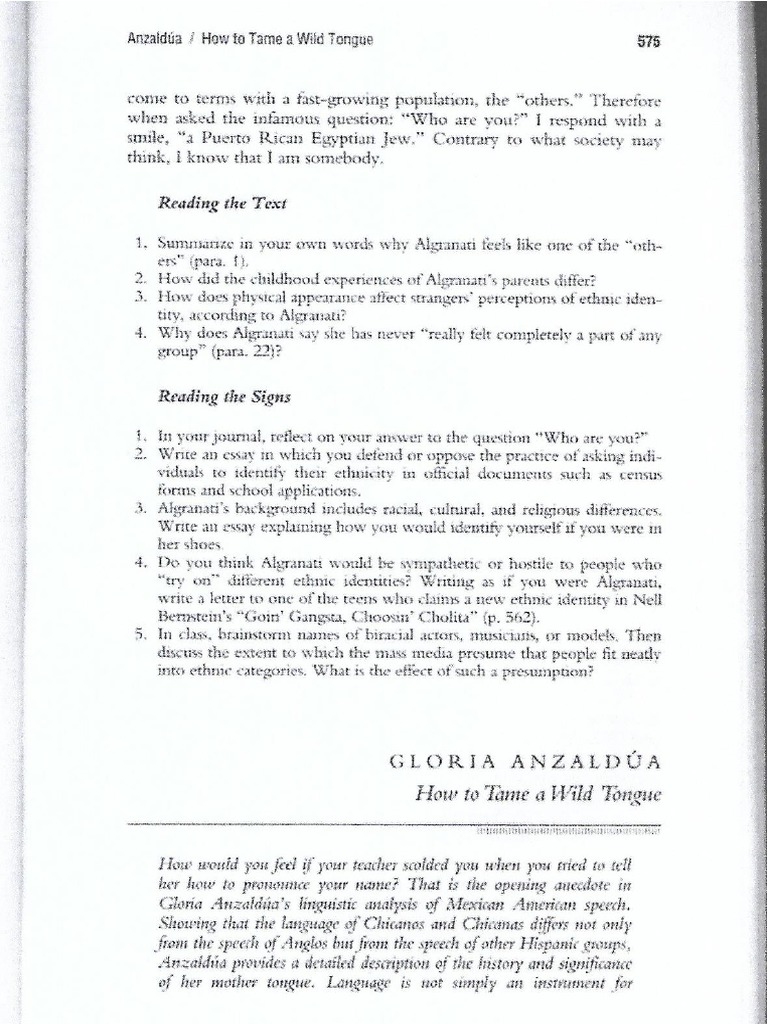 9 How To Tame A Wild Tongue Gloria Anzaldúa | PDF