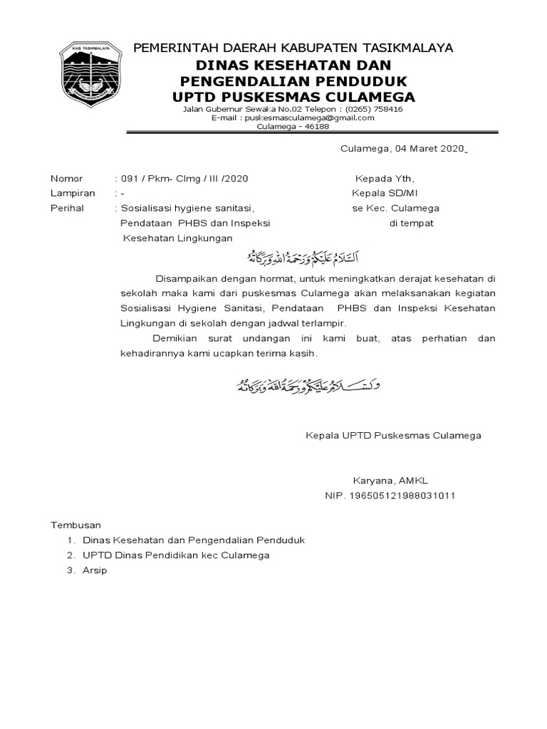 Surat uNDANGAN KE SD INSPEKSI | PDF