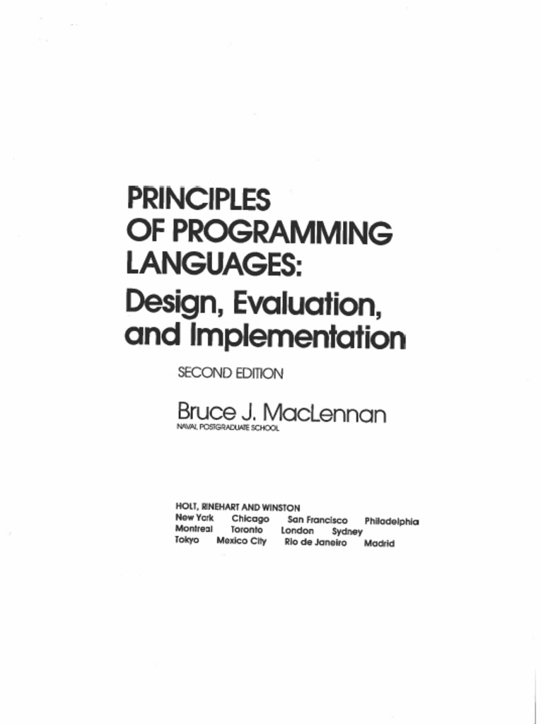 Principles of Programming Languages - Design, Evaluation and ... Principles of Programming Languages - Design, Evaluation and ...