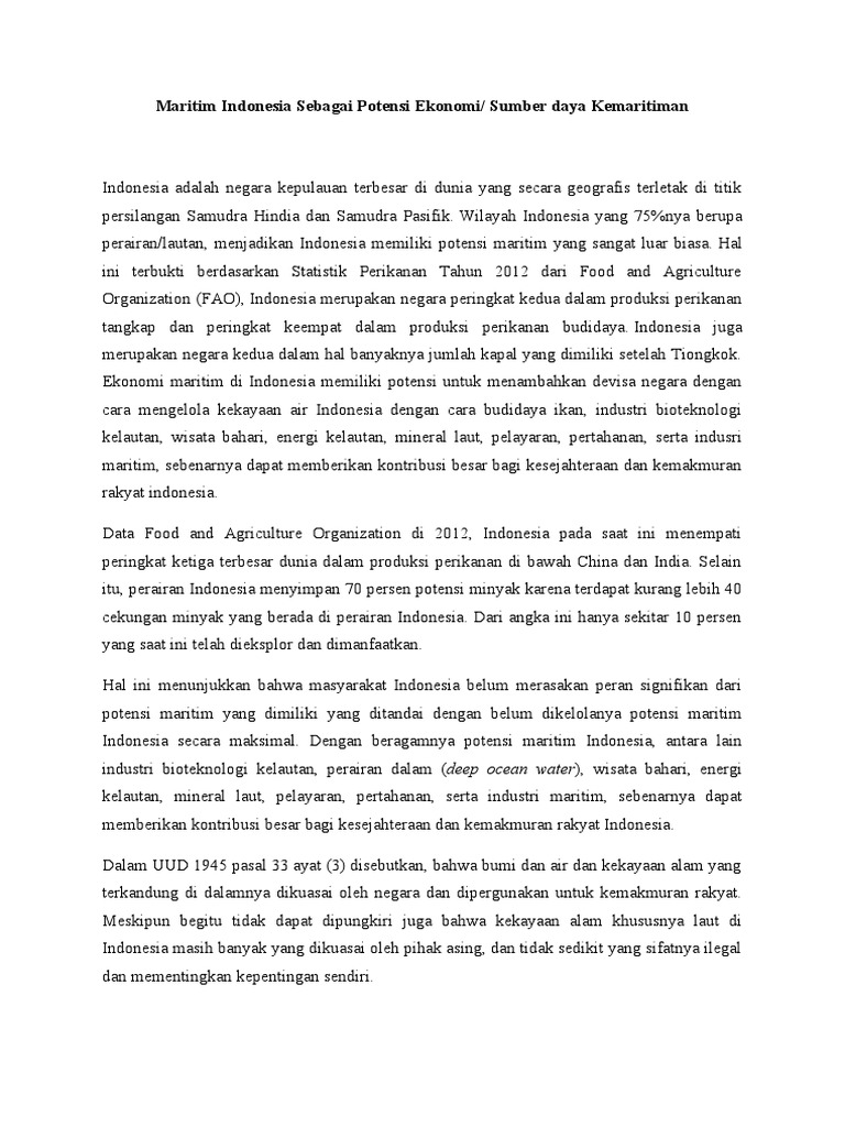 Potensi Maritim Indonesia | PDF | Perjalanan | Sains & Matematika