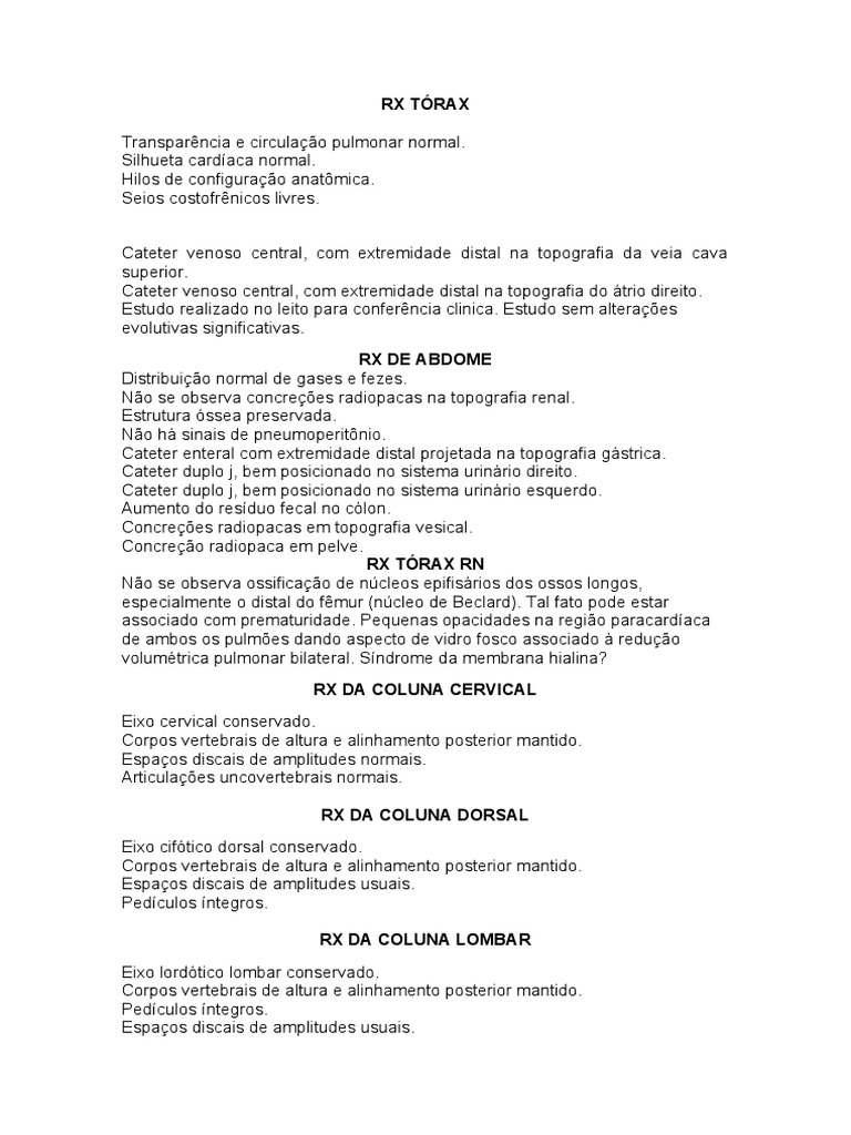 Laudo RX | PDF | Coluna vertebral | Anatomia