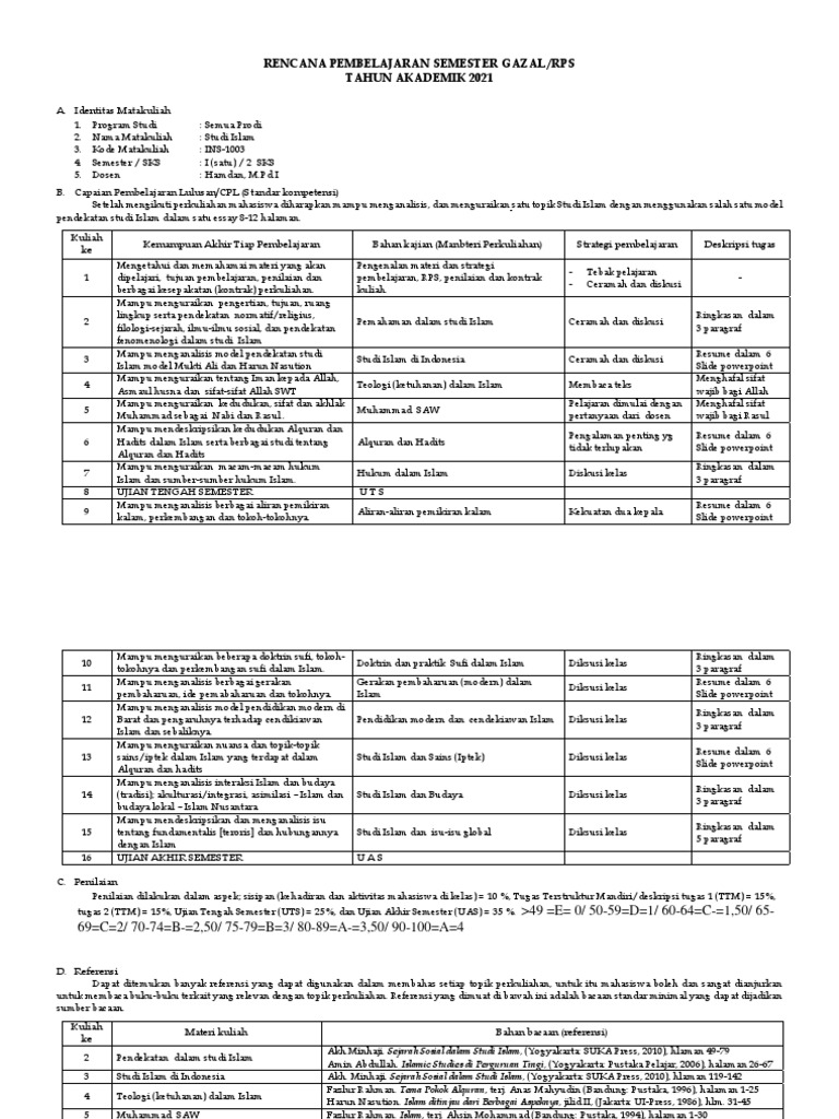 RPS MK Studi Islam | PDF